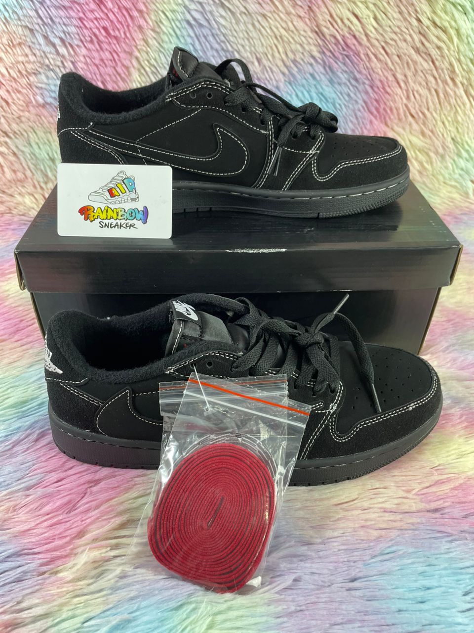 Air Jordan 1 LOW OG SP TRAVIS SCOTT BLACK PHANTOM - Rainbow Sneakers